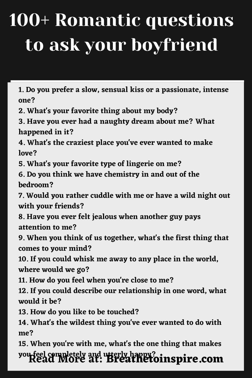 100+ Romantic Questions To Ask Your Boyfriend - Breathe To Inspire 100+ Romantic Questions To Ask Your Boyfriend - Breathe To Inspire