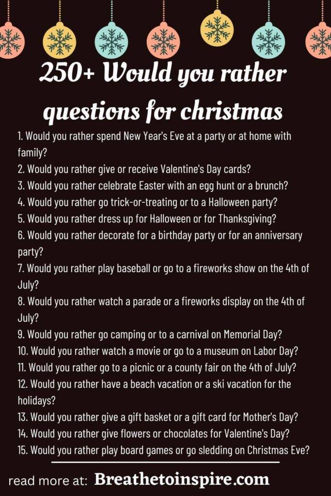 250+ Would You Rather Christmas Questions Game Edition - 2023 For ...