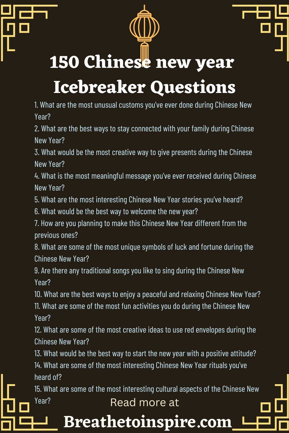 150 Chinese New Year Questions To Ask As Icebreakers And Conversation ...
