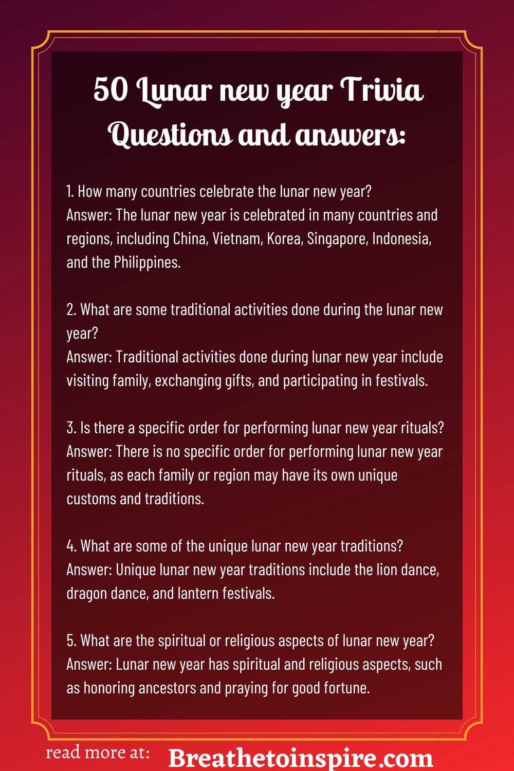 50 Lunar And Chinese New Year Trivia Questions And Answers (2024 ...