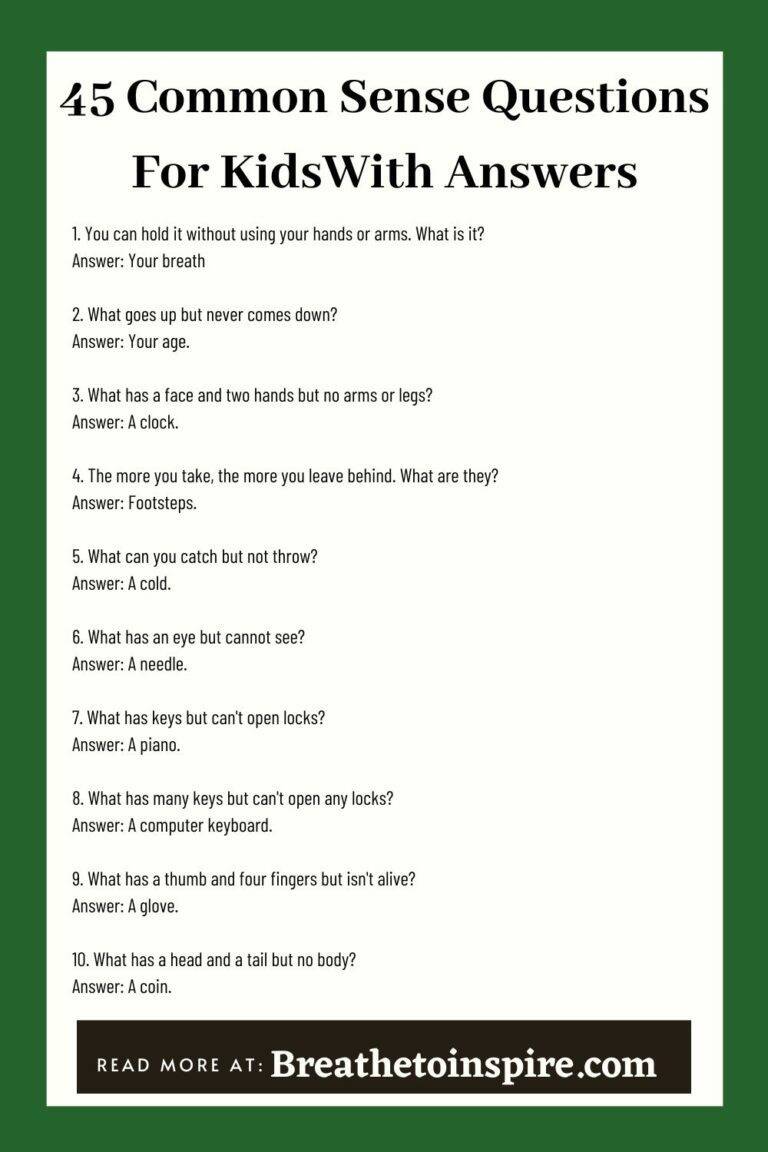 45 Brain Riddles And Common Sense Questions For Kids With Answers ...
