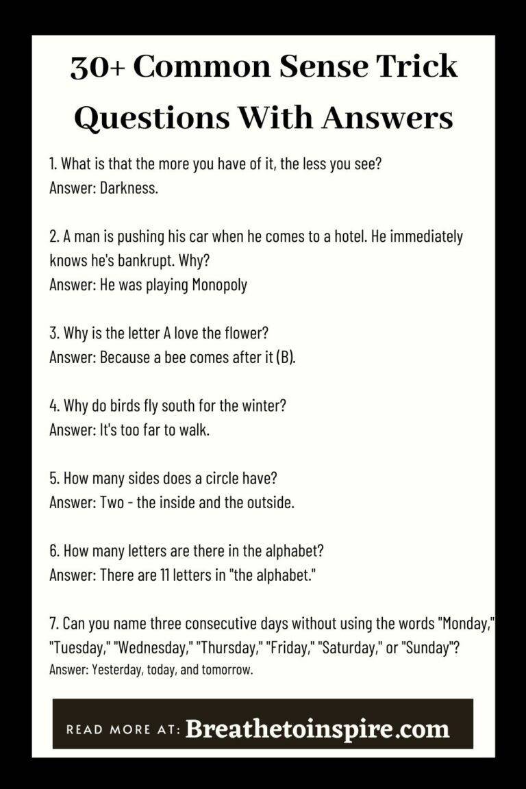 30+ Tricky Common Sense Questions With Trick Answers That Make You ...