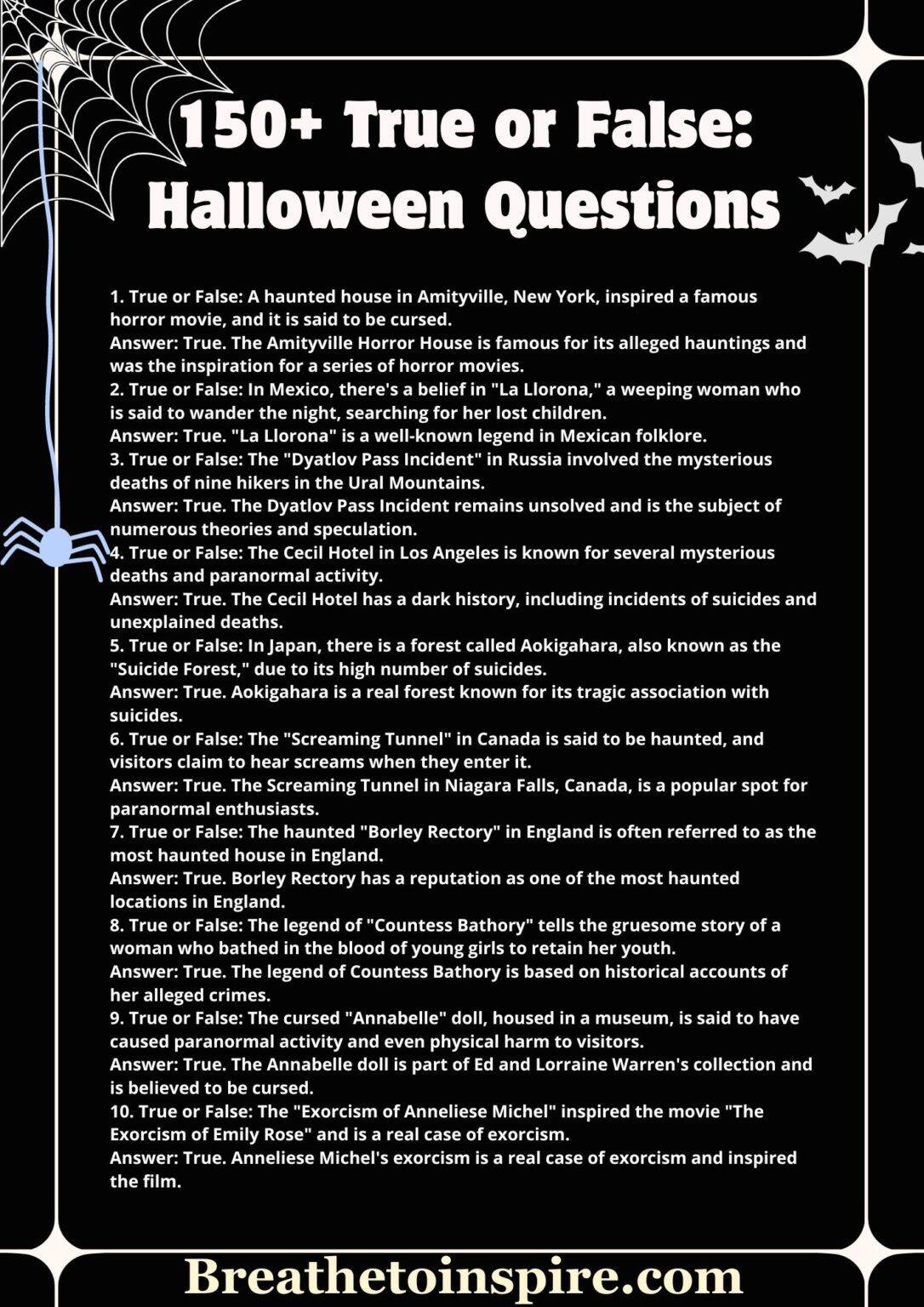 125 True Or False Halloween Questions (2023 Edition) - Breathe To Inspire