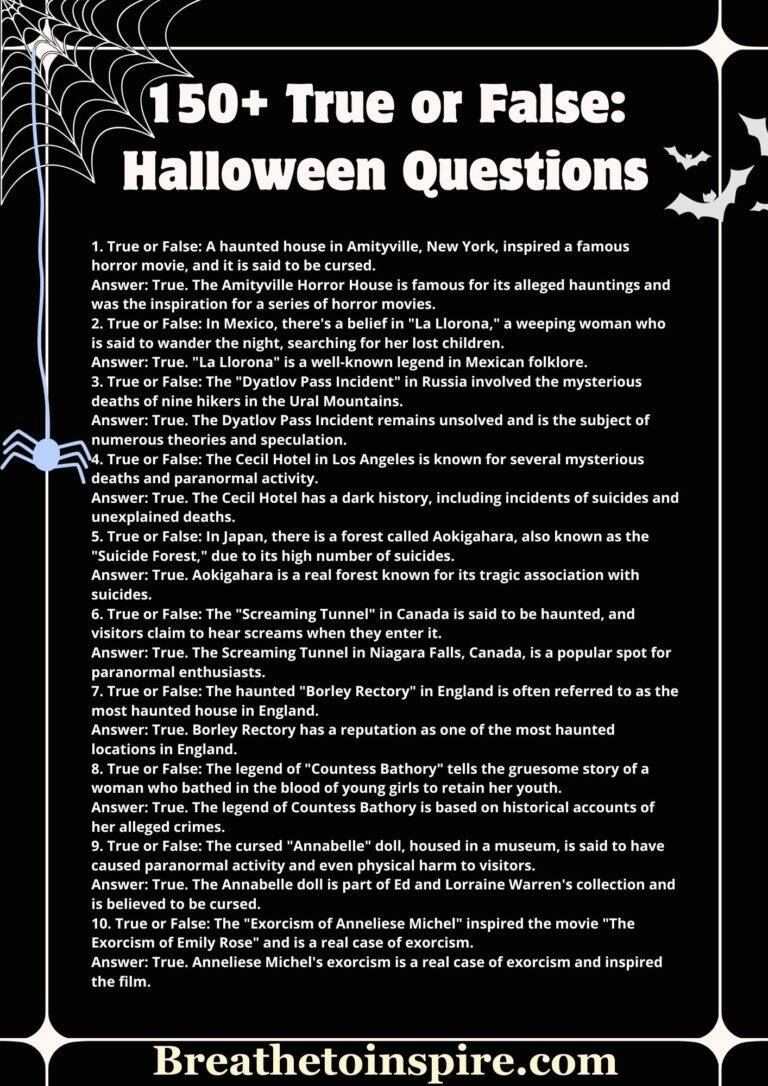 125 True Or False Halloween Questions (2023 Edition) - Breathe To Inspire